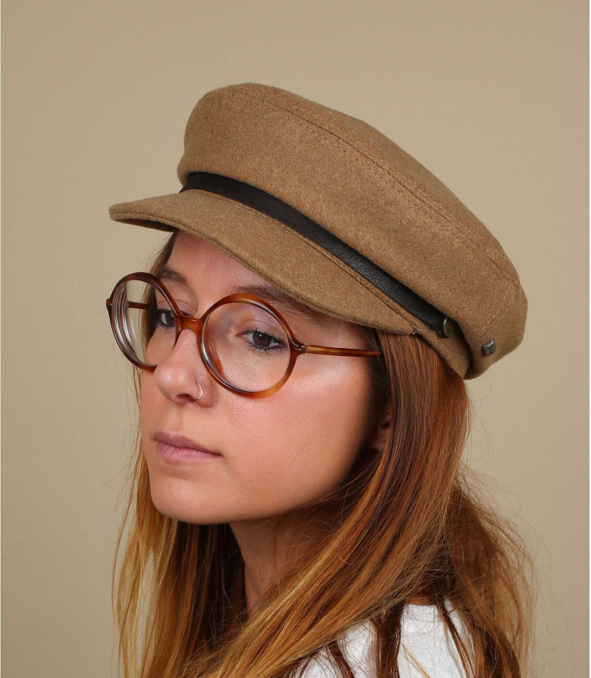 beige wol matroos cap - Capitain Laine camel : Headict